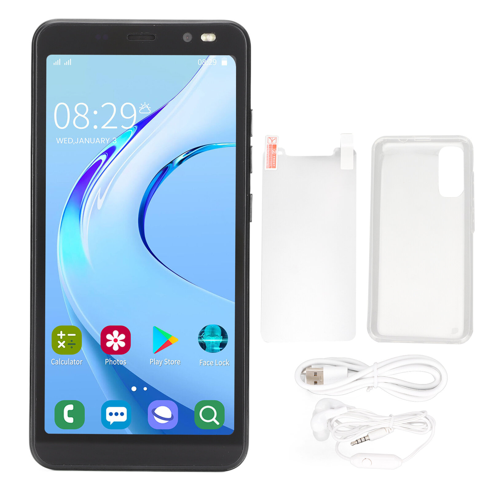 Rino4 Pro 5,45-дюймовый HD-экран, сотовый телефон, ОЗУ 2 ГБ, ПЗУ 32 ГБ, Android, смартфон с двумя SIM-картами, функцией распознавания лиц, черный