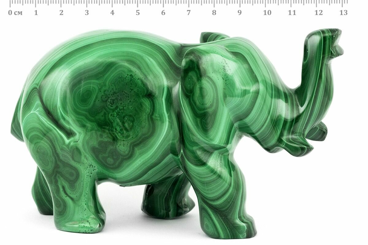 Слон малахит 12,5 см. №00297з