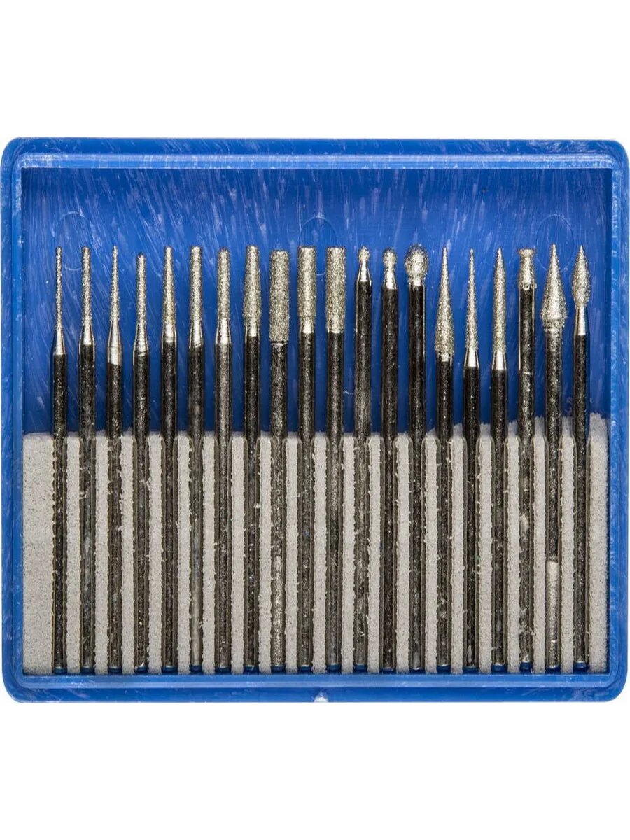 20 шт, хвостовик d 3 мм, Р 150 - 180, набор алмазных мини-н