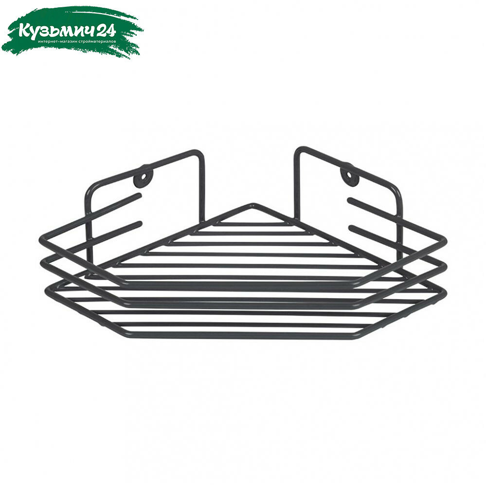 Полка угловая для ванной Рыжий Кот, металл, графит, 65х205х205 мм