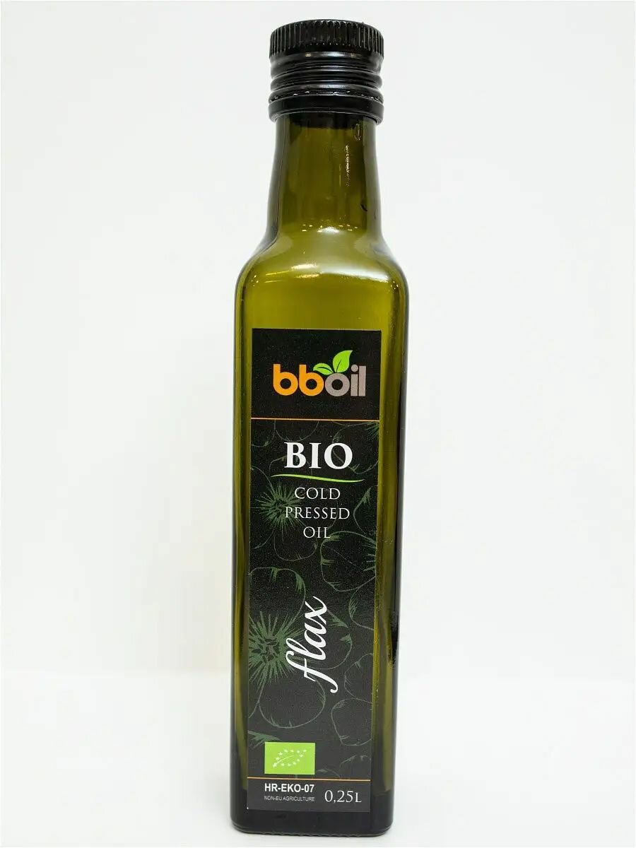 Масло нерафинированное холодного отжима Льняное BBOIL, 250 мл.