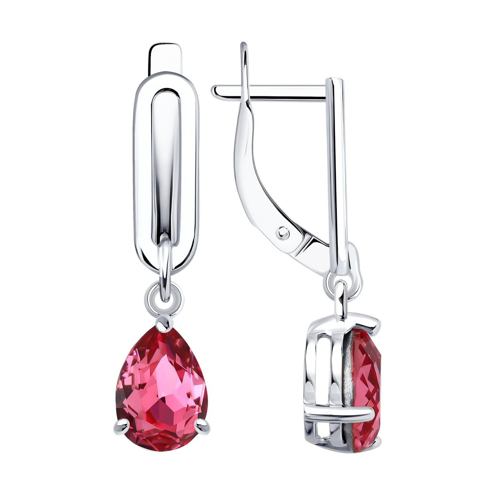 Серьги, серебро, 925 проба, родирование, кристалл