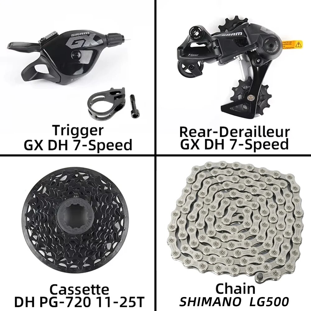 SRAM GX 1X7 7 скоростей DH MTB велосипедный групповой набор переключатель передач рычаг заднего переключателя передач кассета цепи 11-25T HG велосипедный комплект свободного колеса
