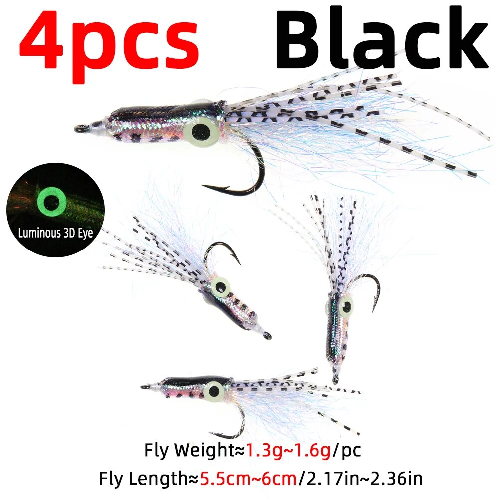 Wifreo искусственные мушки для рыбалки 4 шт./6 шт. 4pcs Black