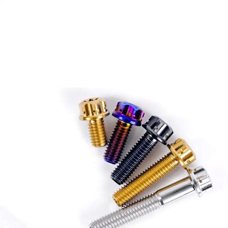 Титановые болты M6x10 15 20 25 30 35 40 45 50 55 60 65 70 75 80 90 100 105 110 120 мм Маленький винт с шестигранной головкой и фланцем для мотоцикла Black, M6x30mm