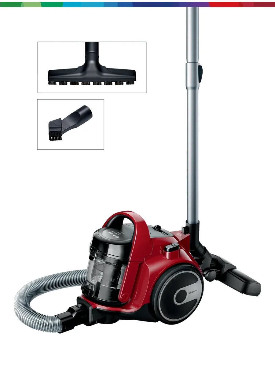 Пылесос Bosch BGC05AAA2, красный, мощность 700 Вт, сухая уборка, контейнер