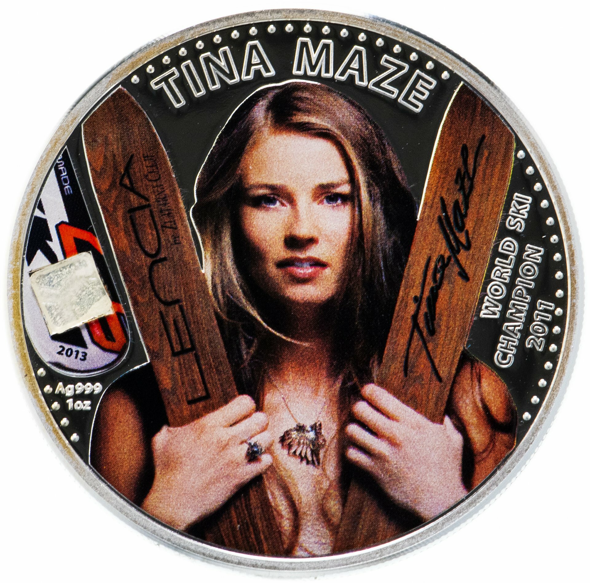 Острова Кука 5 долларов 2011 Proof "Тина Мазе", в футляре, с сертификатом, Серебро 925