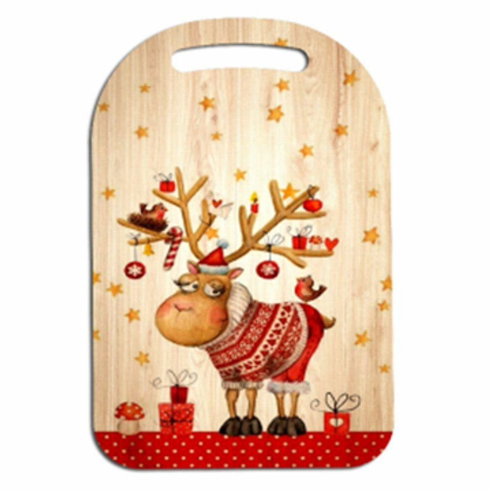 Доска разделочная "Новогодняя шутка". Размер 29х18,5см деревянная фанера (береза).