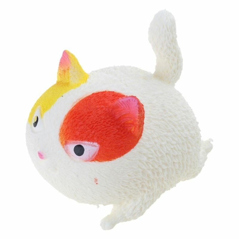 (1 шт.) Креативная антистрессовая игрушка "Мялка" в виде котика-тофу - пестрый окрас