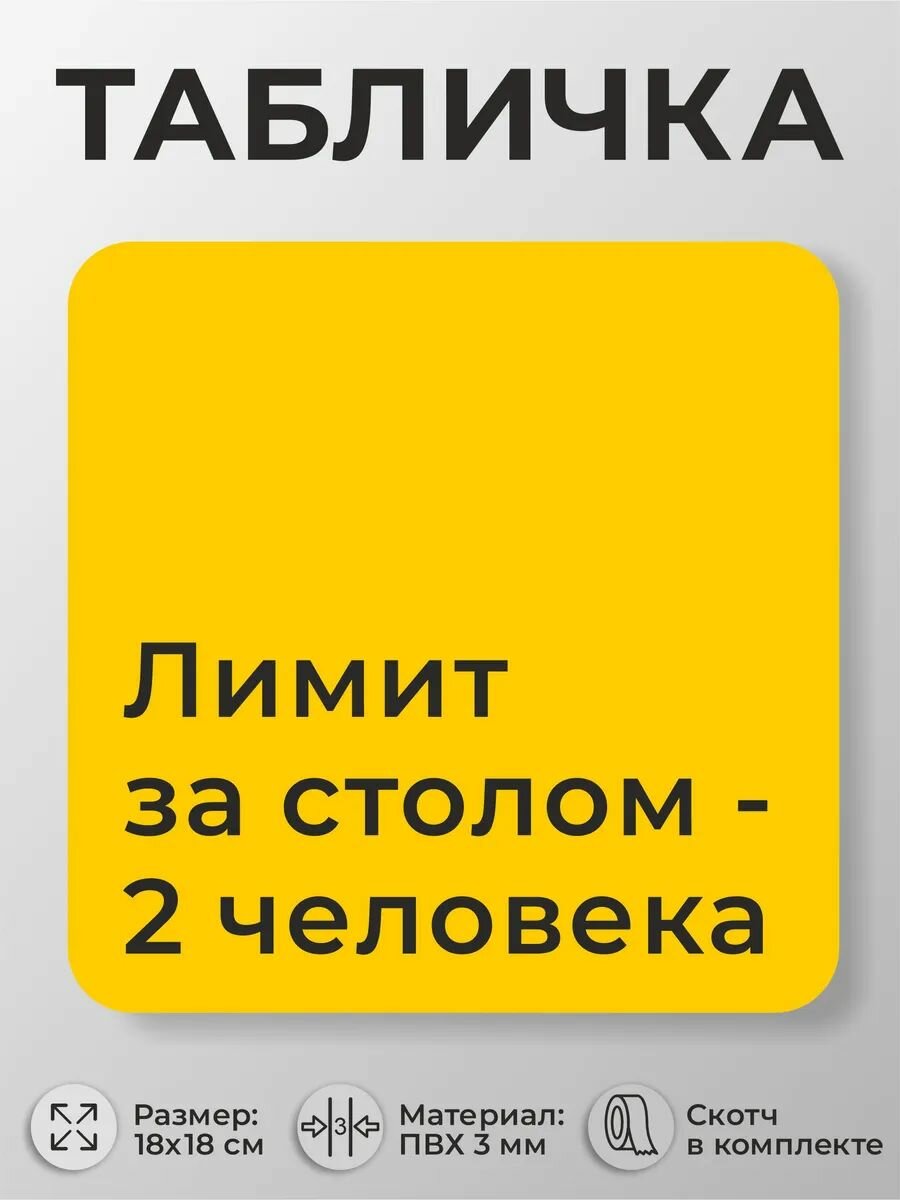 Табличка столовой, кафе Лимит за столом 2 человека