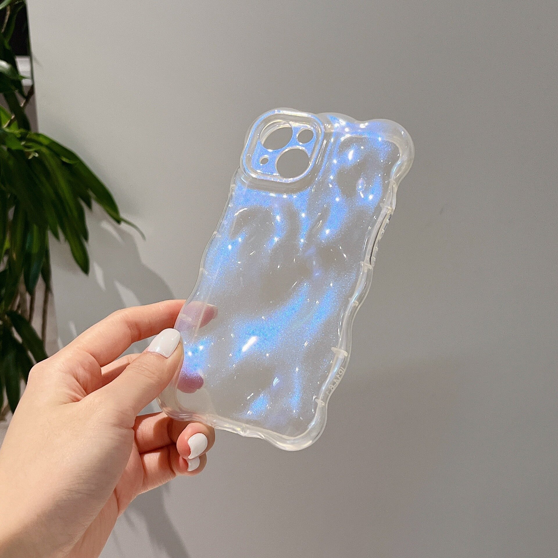 Пузырчатая оболочка, для iPhone 16 Pro Max, прозрачная, блестящая, синяя