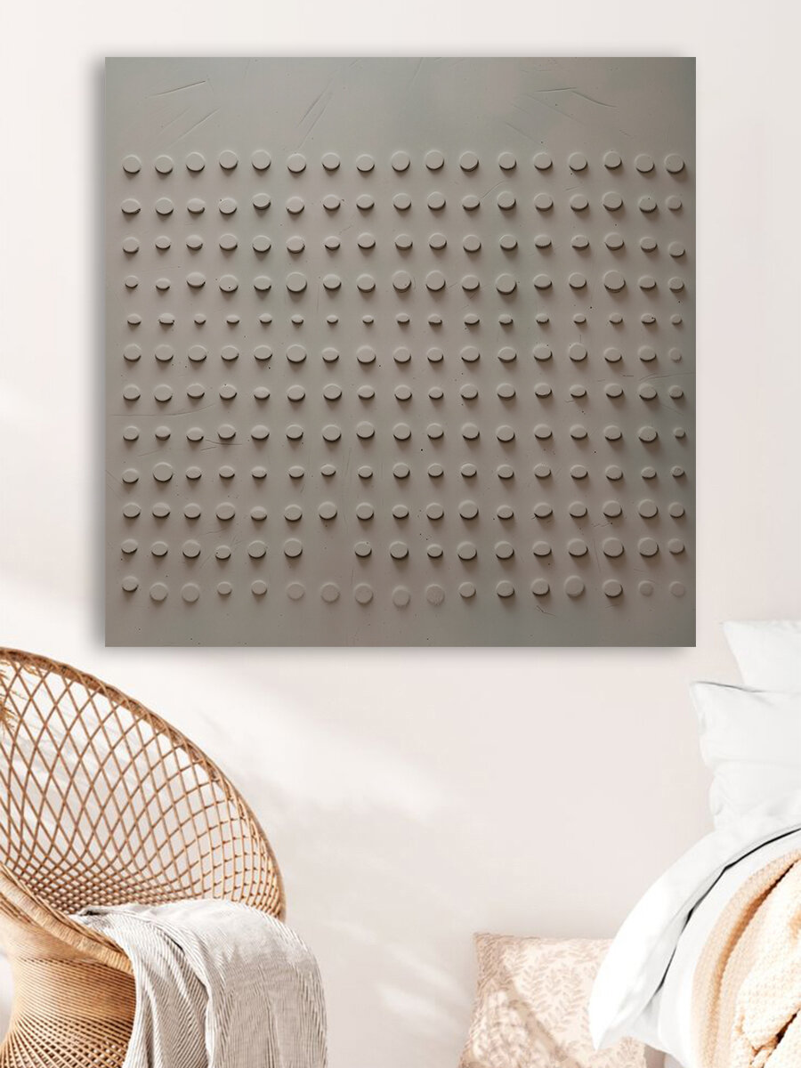 Картина на стену - "Абстрактный минимализм с эффектом 3D, бетон, штукатурка (картина плоская печать на холсте)" , 60х60 см.