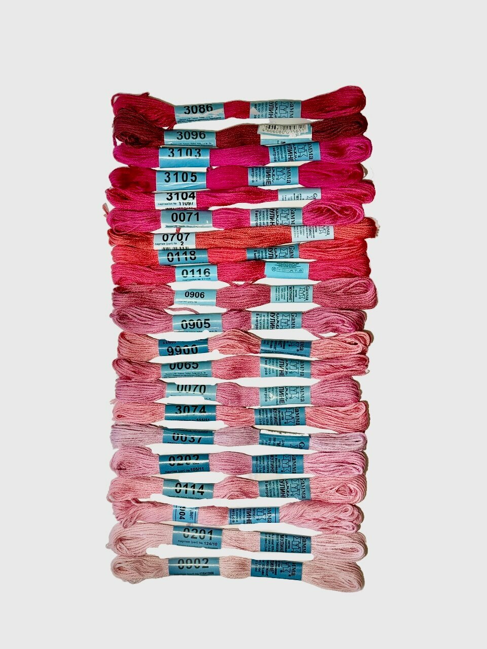 Набор ниток для вышивания мулине Гамма 21 цвет, красный, розовый < вишневый 100% хлопок