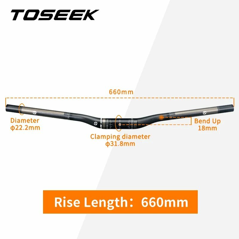 TOSEEK Углеродный руль для горных велосипедов 31.8 мм 580-760 мм матовый Rise-660mm