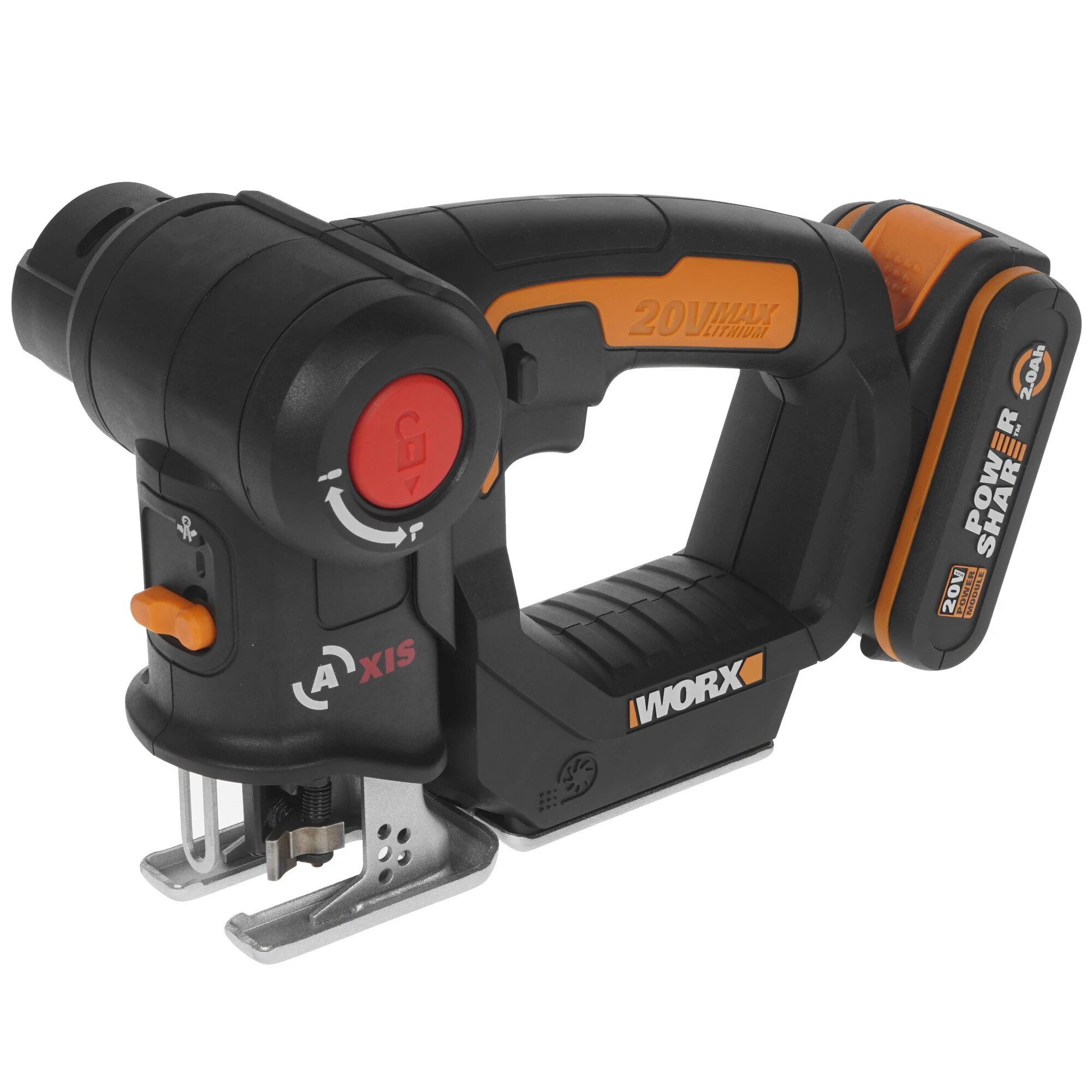 Лобзик аккумуляторный Worx Axis WX550 черный/оранжевый, 20 В, 2Ач x1