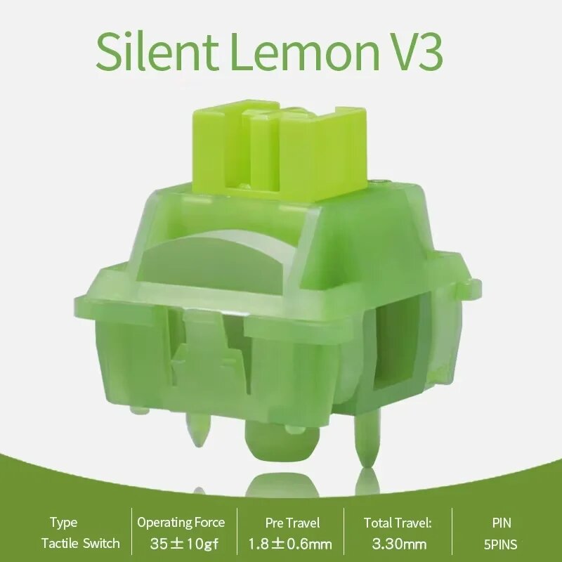 Outemu Silent Peach V3 & Lemon V3 Механическая клавиатура Зеленый, 10pcs, Silent Lemon V3
