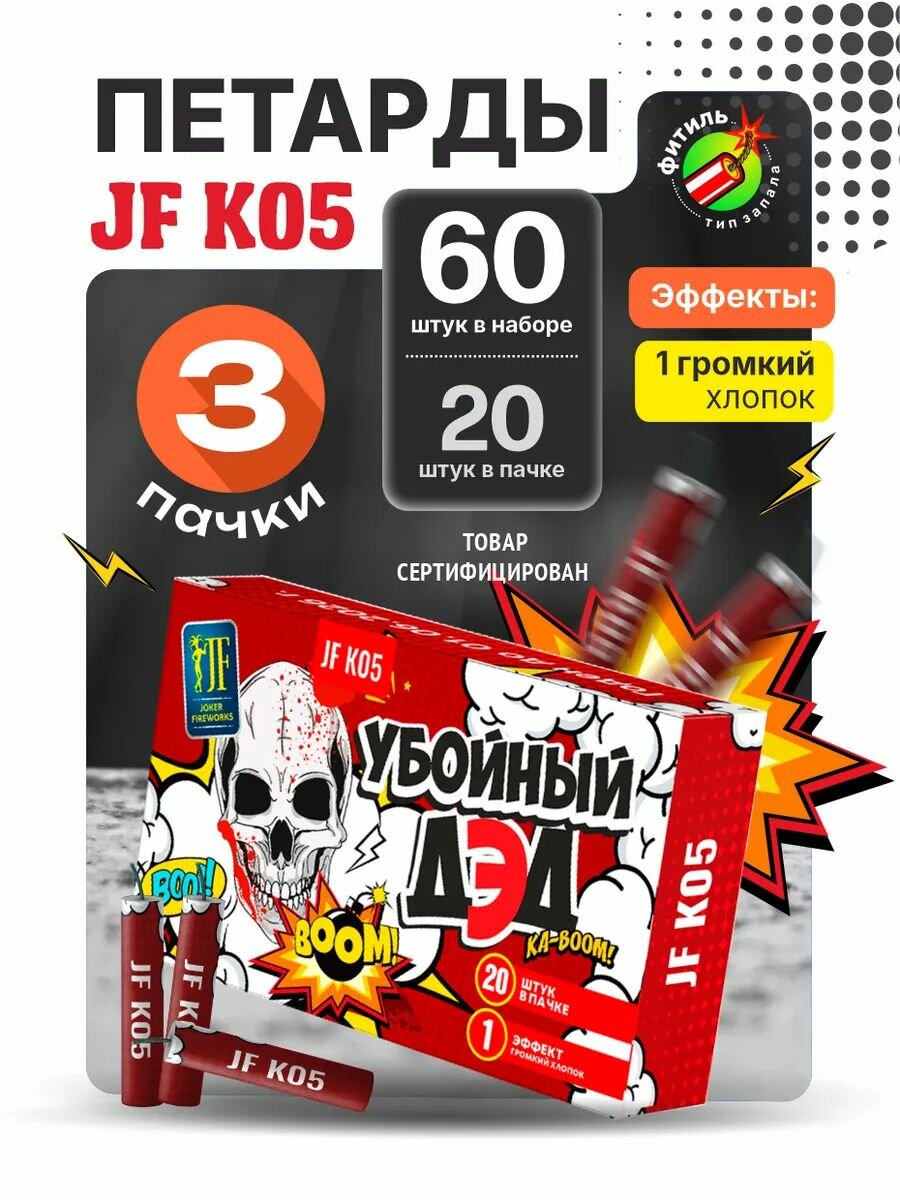 Петарды фитильные Убойный ДЭД 60 штук / корсар 5