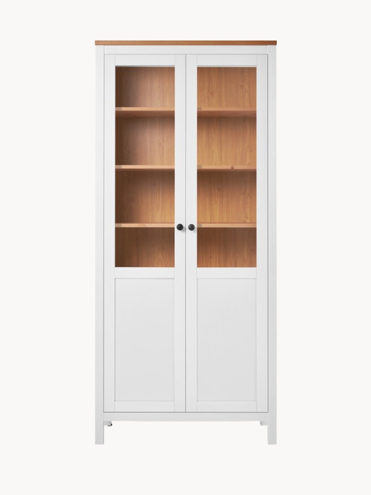 IKEA Шкаф-витрина HEMNES стекло/панель,198*90*37, белый-коричневый, из массива дерева, кымор (хемнэс икеа), из массива сосны