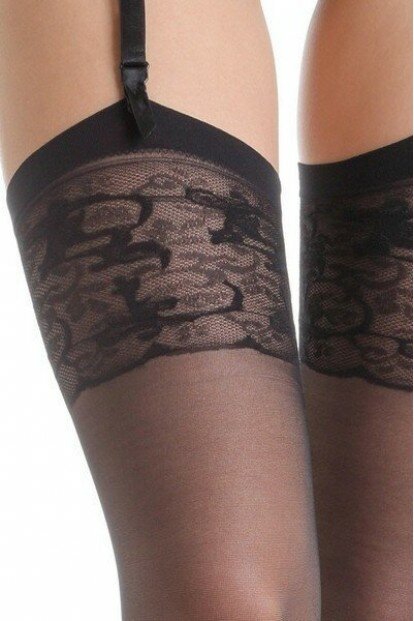 Чулки под пояс JORDANA с широким ажурным рисунком на резинке 20 den 2 (S)