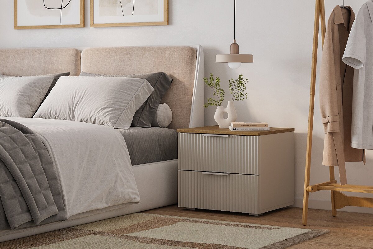 Тумба прикроватная МебельЛэнд24 Салерно 2 Кашемир 50x42x44 бежевый