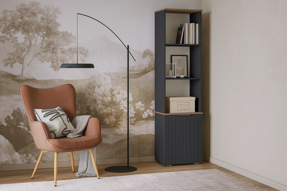 Стеллаж МебельЛэнд24 Салерно 1 Графит 50x36x190 серый