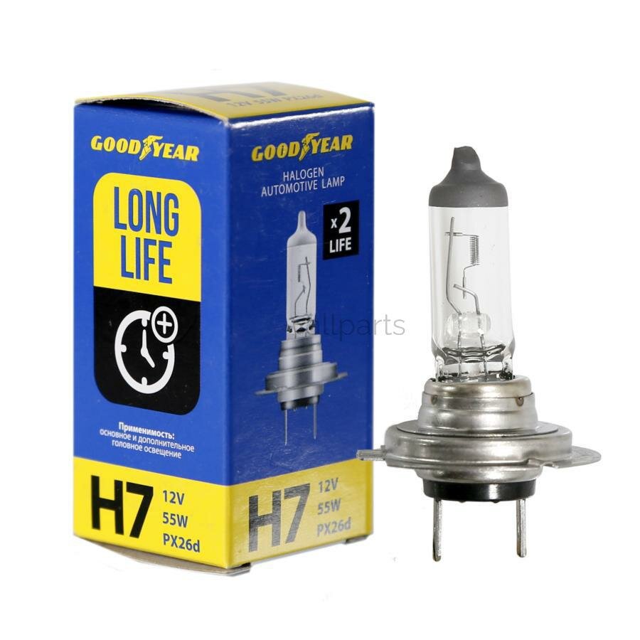 GOODYEAR GY017122 лампа автомобильная галогенная GOODYEAR Н7 12V 55W PX26D LONG LIFE
