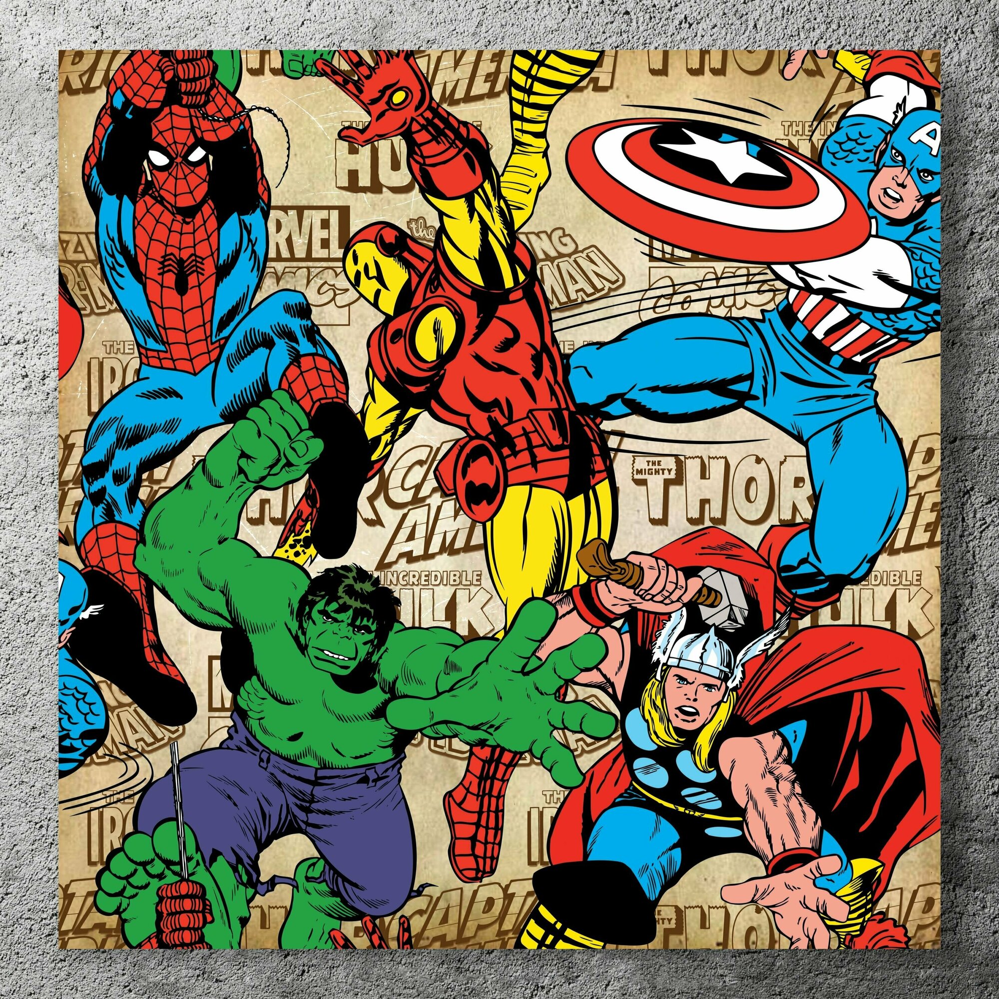 Картина на холсте "MARVEL. Герои" 50х50см/ Картина для интерьера дома марвел