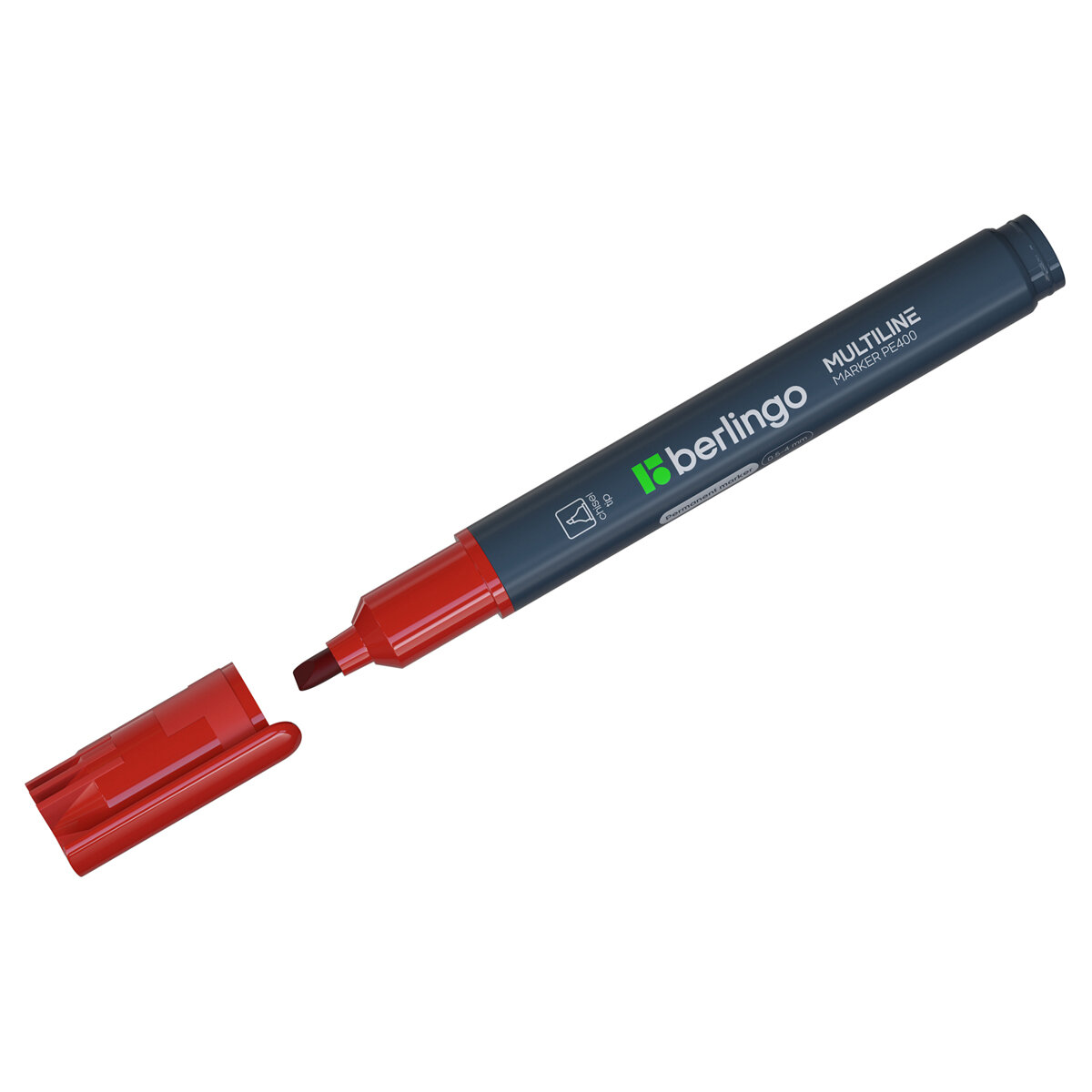 Комплект 48 шт, Маркер перманентный Berlingo "Multiline PE400" красный, скошенный, 0.5-4мм