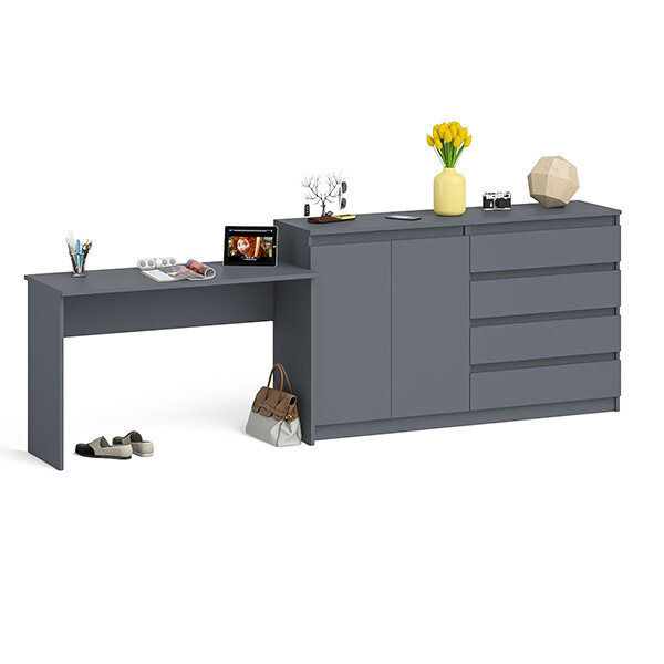 Стол письменный Мори МСП1200.1 + Комод МК1600.1, цвет графит