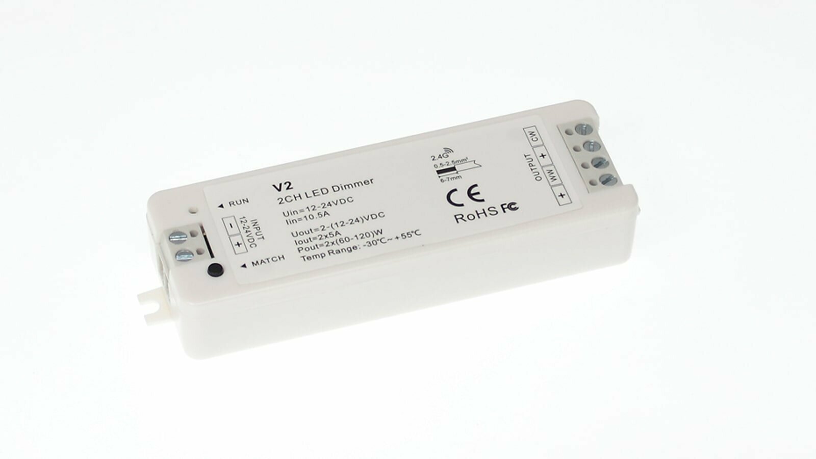 Диммер V2 IC30 CCT/DIM (12-24V, 2ch x 5A, 120/240W)