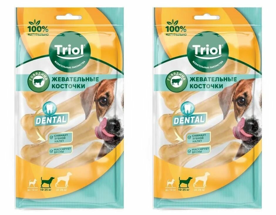 Triol Лакомство для собак Косточки жевательные Dental, 4 шт, 10 см, 2 уп