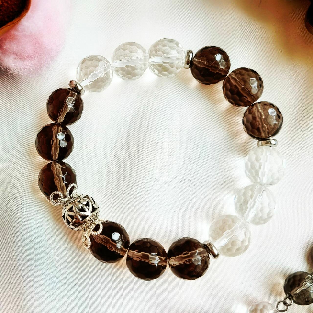 Серьги, раухтопаз, горный хрусталь