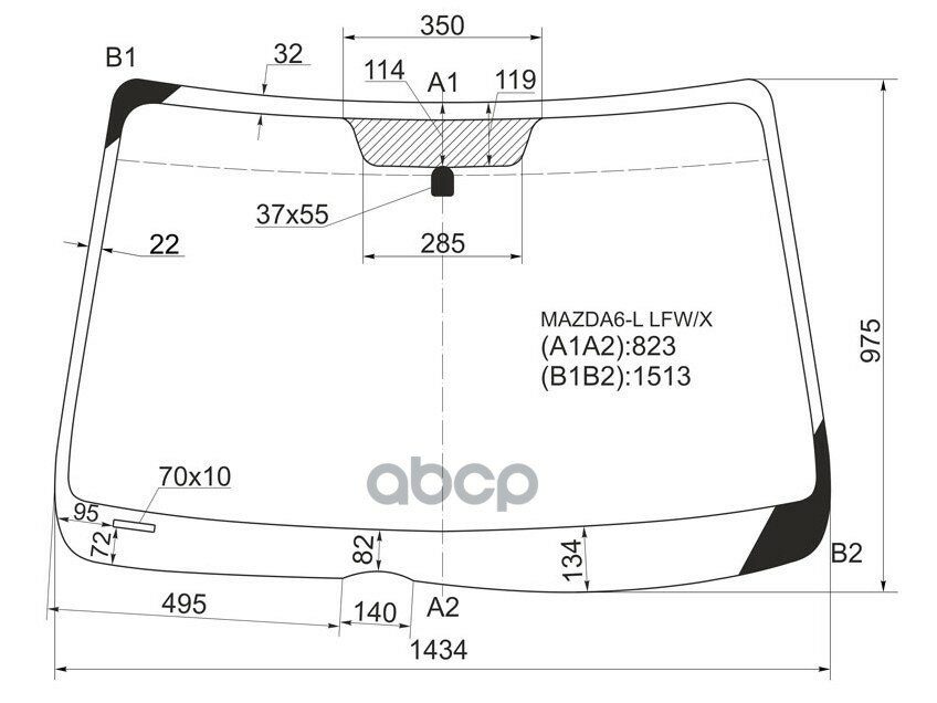 Стекло лобовое Mazda 6 02-08 XYG арт. MAZDA6-L LFW/X