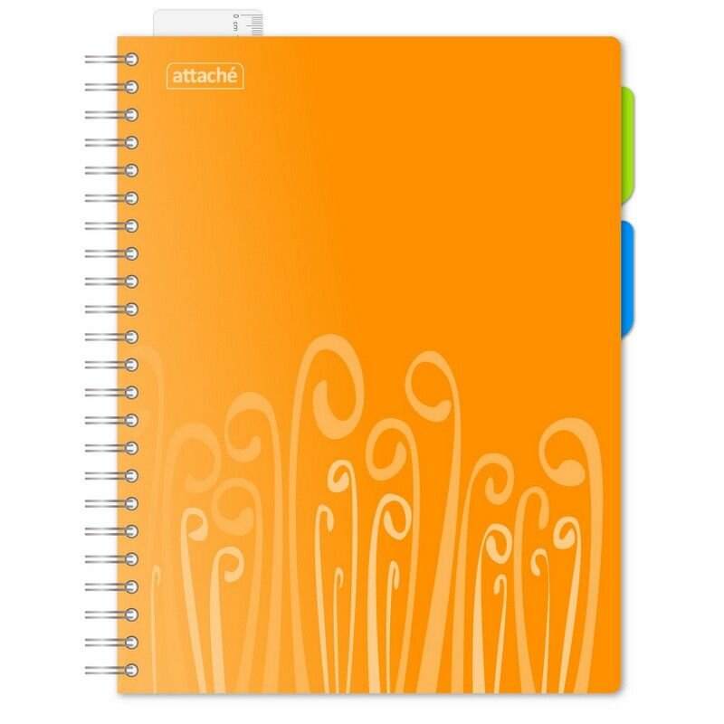 Бизнес-тетрадь 140л, А4, клетка, спираль, Attache Fantasy, пластиковая обложка, с разделителями, оранжевая 309361