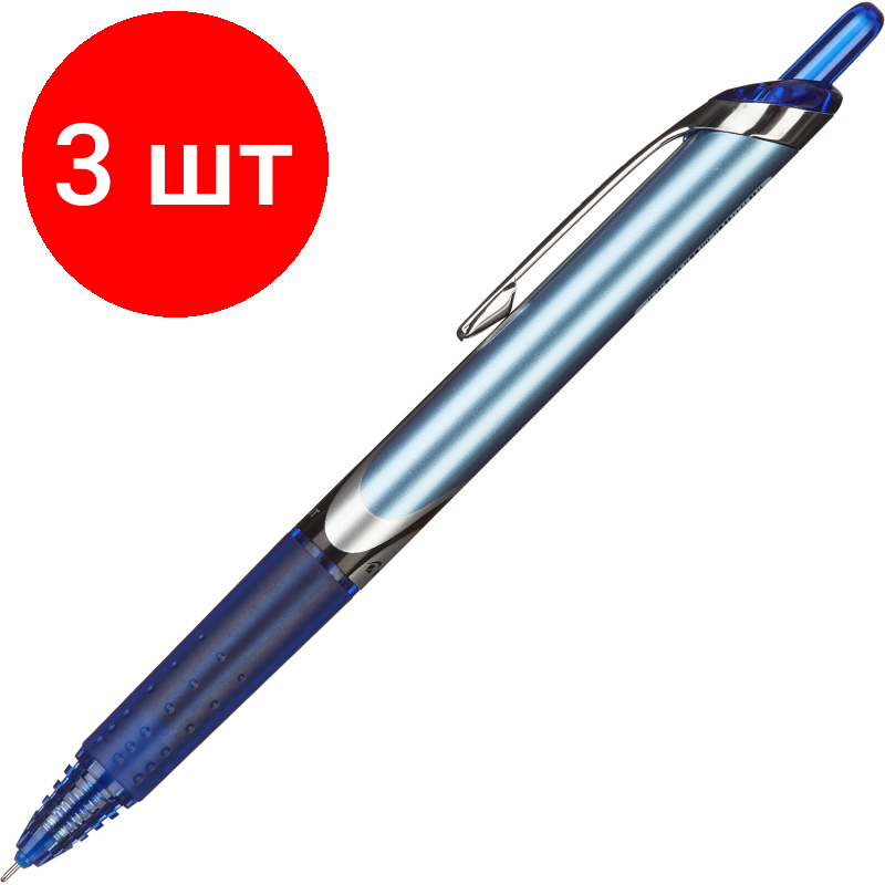 Комплект 3 штук, Роллер PILOT BXRT-V5 авт. рез. манжет жидкие чернила 0.25мм синий