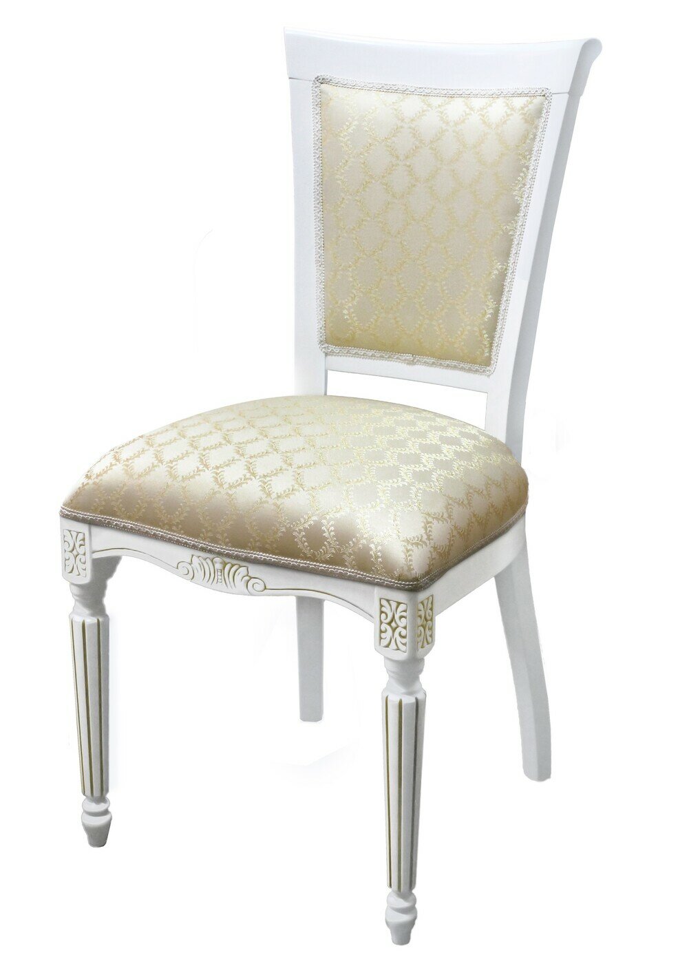 Стул деревянный венди, массив бука, эмаль белая, патина золото, золотой