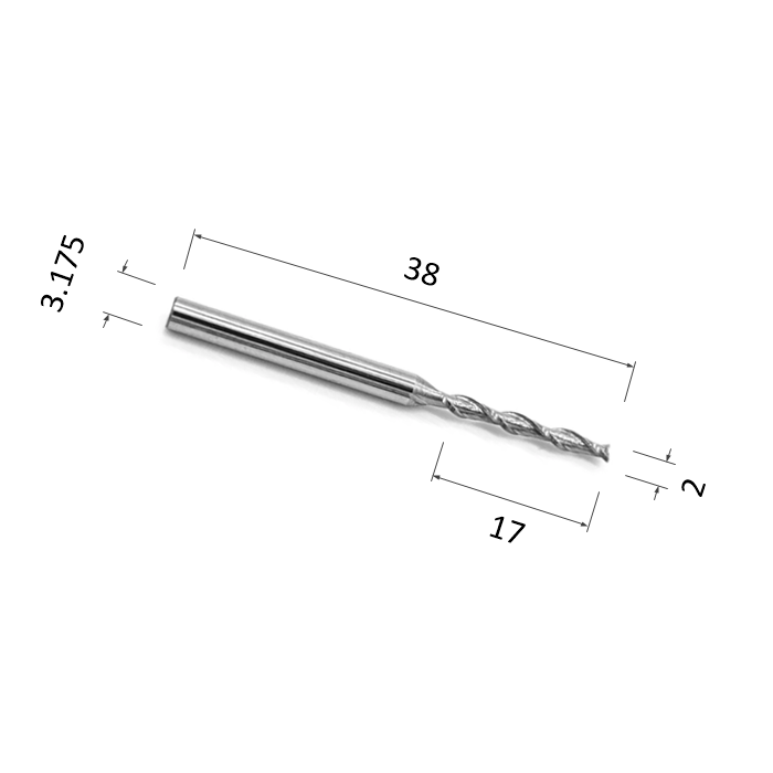 Фреза DJTOL A2LX3.217 спиральная двухзаходная стружка вверх (по дереву, композиту (АКП), пластику)