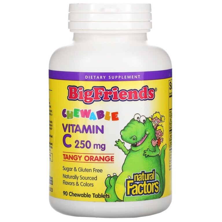 Natural Factors Big Friends Chewable Vitamin C таб. жев, 250 мг, 200 г, 90 шт, апельсин