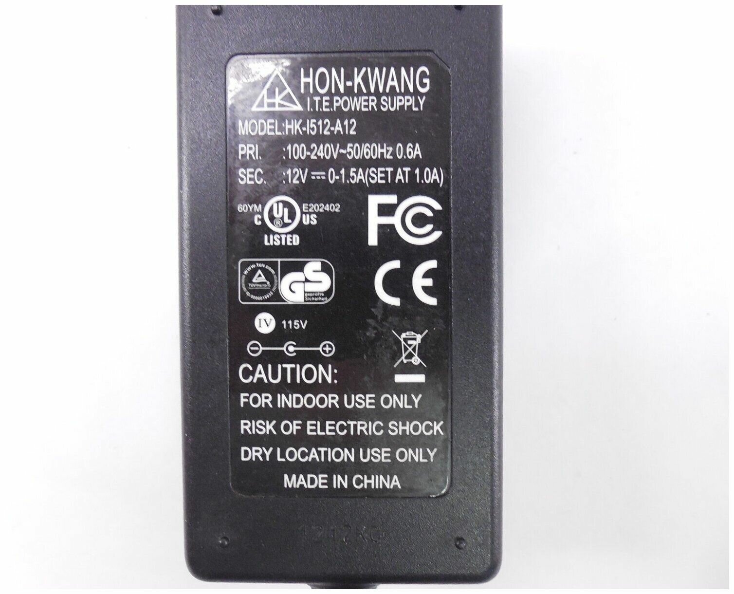 Блок питания зарядное устройство HK-I512-A12 12V 1.5A