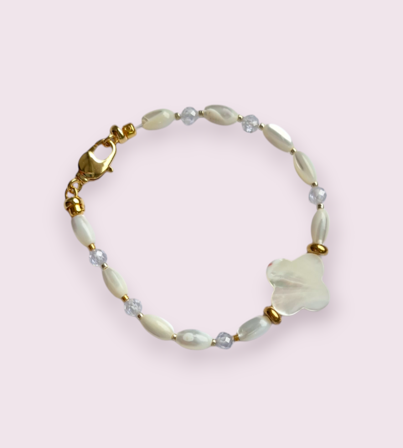 Браслет, перламутр, циркон