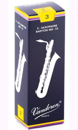 Baritone saxophone reeds Vandoren SR243 - Traditional baritone saxophone reed with strength 3. Price per pack of 5 pieces