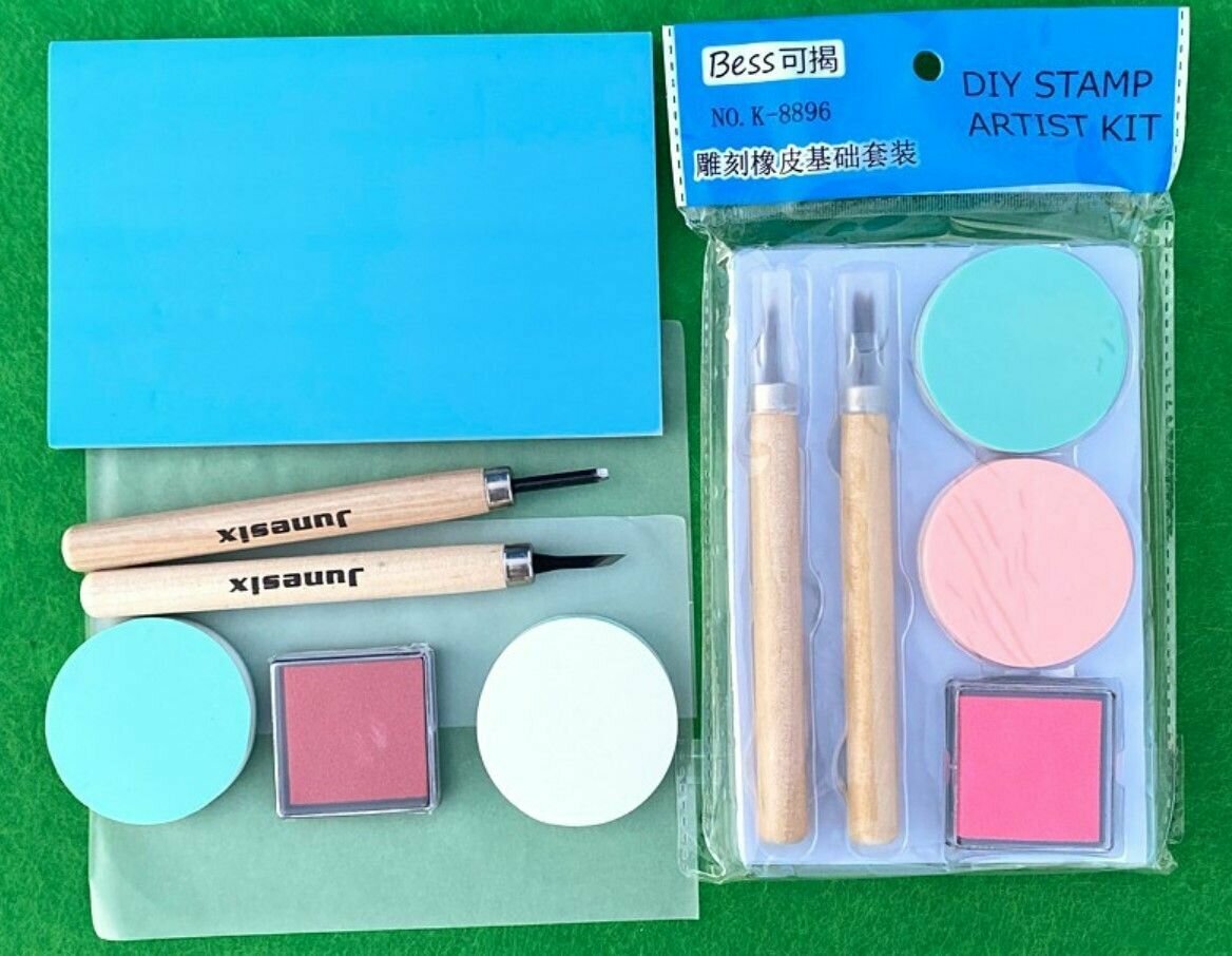 Профессиональный Набор для изготовления и печати для штампов. Резцы, линолеум, чернильная подушка.