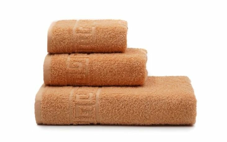 Набор банных полотенец 3 шт 40x70 см, 50х90 см, 70x140 см. Хлопок 100% 430г/м2 Светло-коричневый