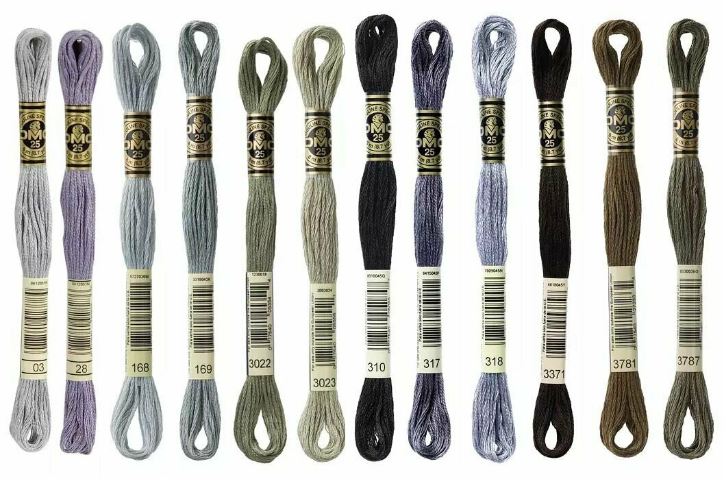 Набор мулине DMC для вышивания "Темные тона 1" (арт. 117, 12 мотков по 8 м.)