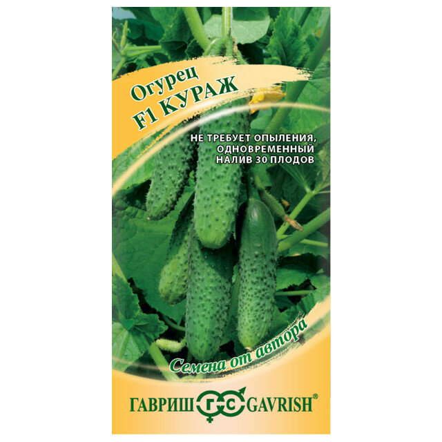 Гавриш Огурец Кураж F1 10 шт авторские семена огурца для открытого грунта и теплиц