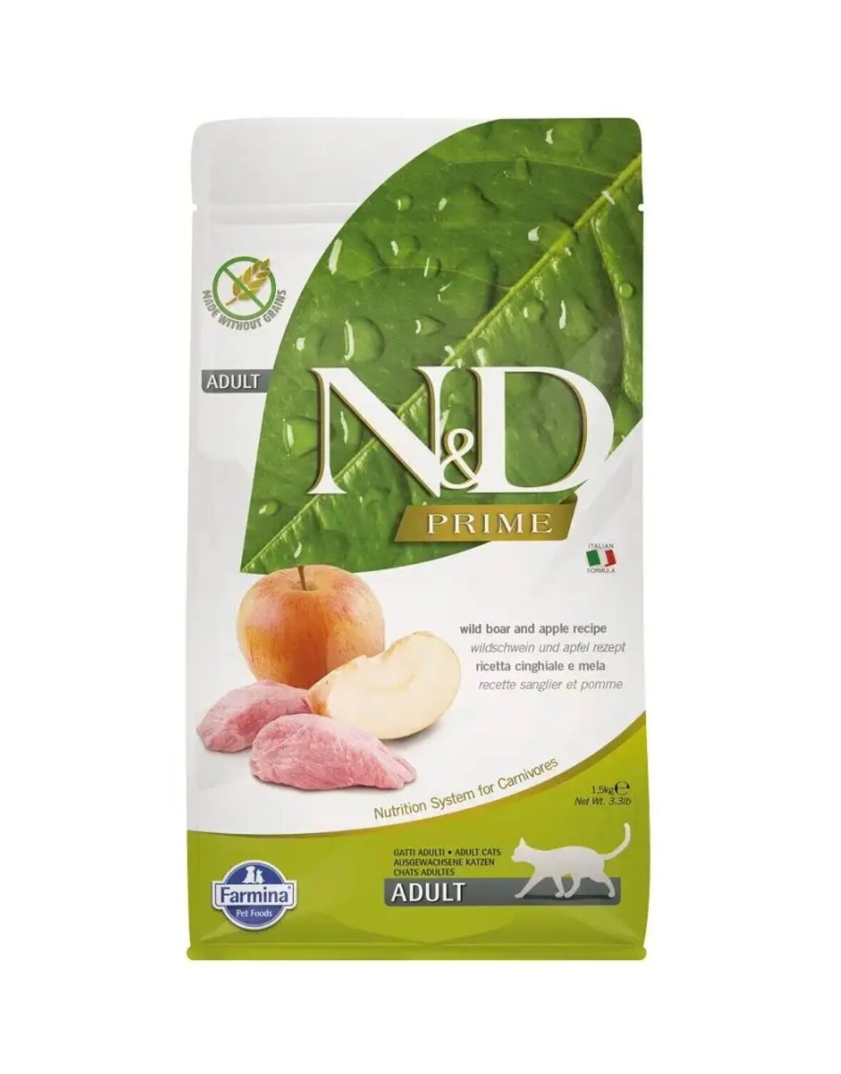 Сухой корм Farmina ND Prime Cat Boar / Apple Adult для взрослых кошек с кабаном и яблоком, 1,5кг