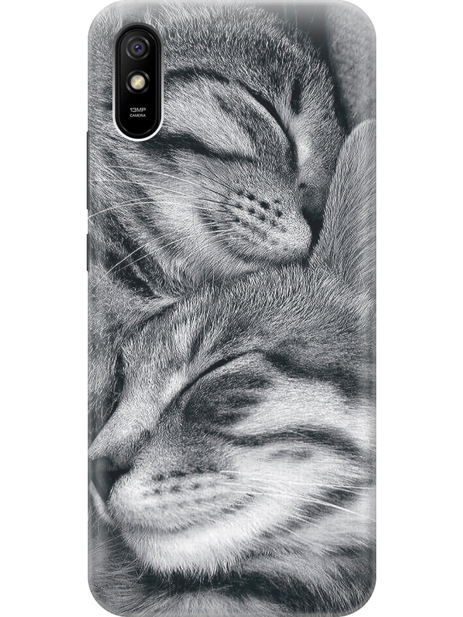Силиконовый чехол на Xiaomi Redmi 9A, Сяоми Редми 9А с принтом "Милующиеся котики"