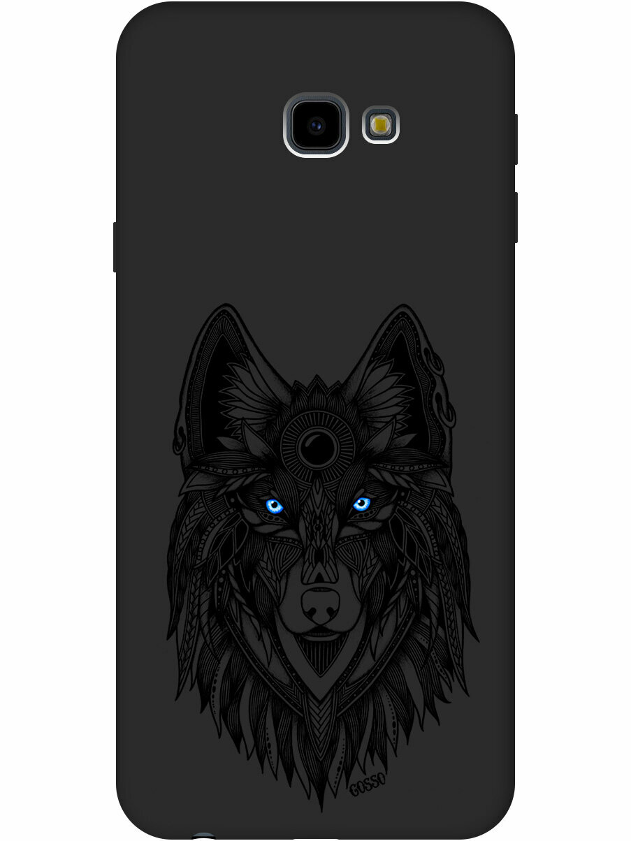 Матовый Soft Touch силиконовый чехол на Samsung Galaxy J4+, Самсунг Джей 4 плюс с 3D принтом "Grand Wolf" черный