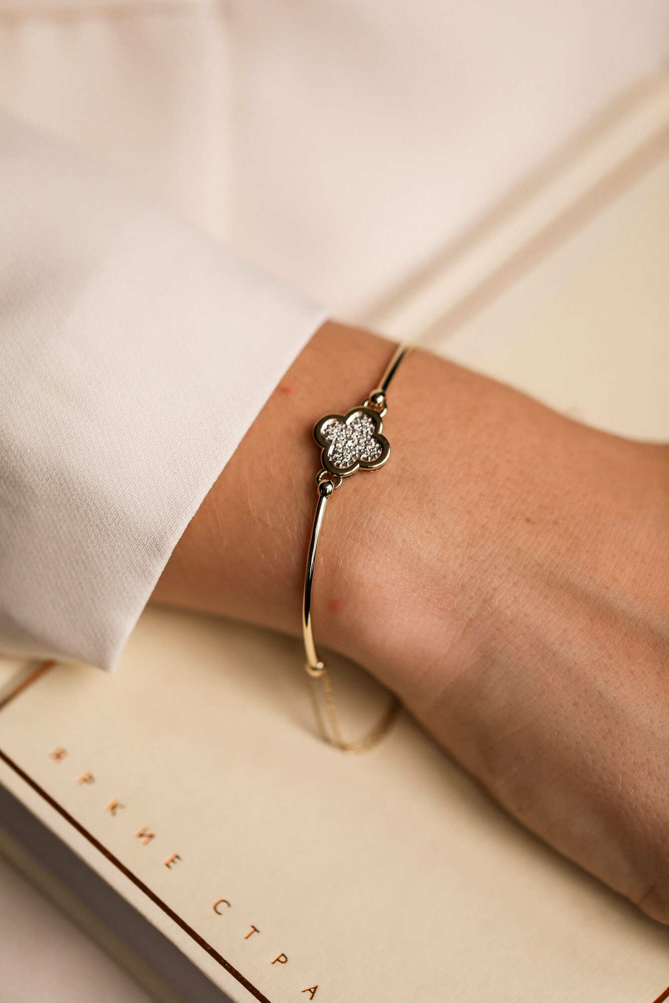 Браслет-цепочка Идрисова Г.А., желтое золото, 585 проба, родирование, бриллиант