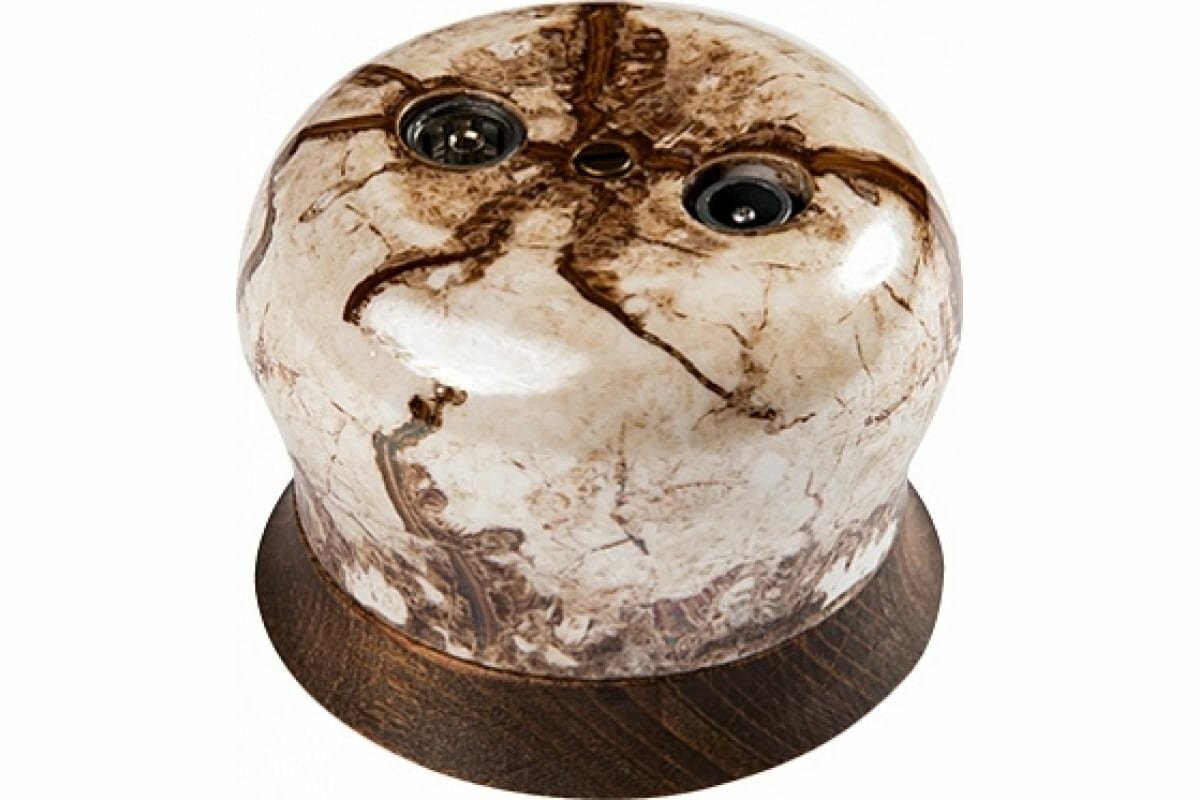 BIRONI Ретро Розетка TV/R-SAT проходная Фаберже, керамика, цвет мрамор золото , арт. B2-304-090/18